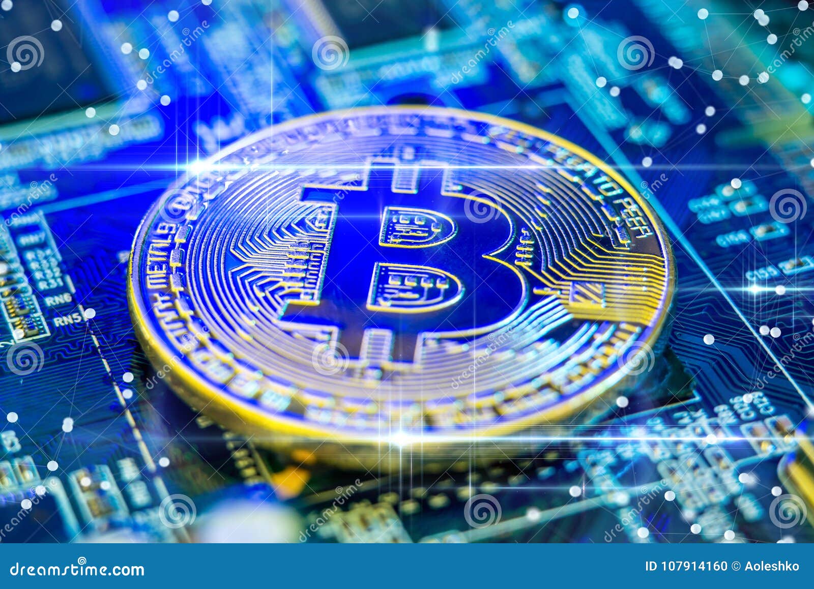 Bitcoin is on the Chip As a Processor. Mining Cryptocurrency. Concept ...