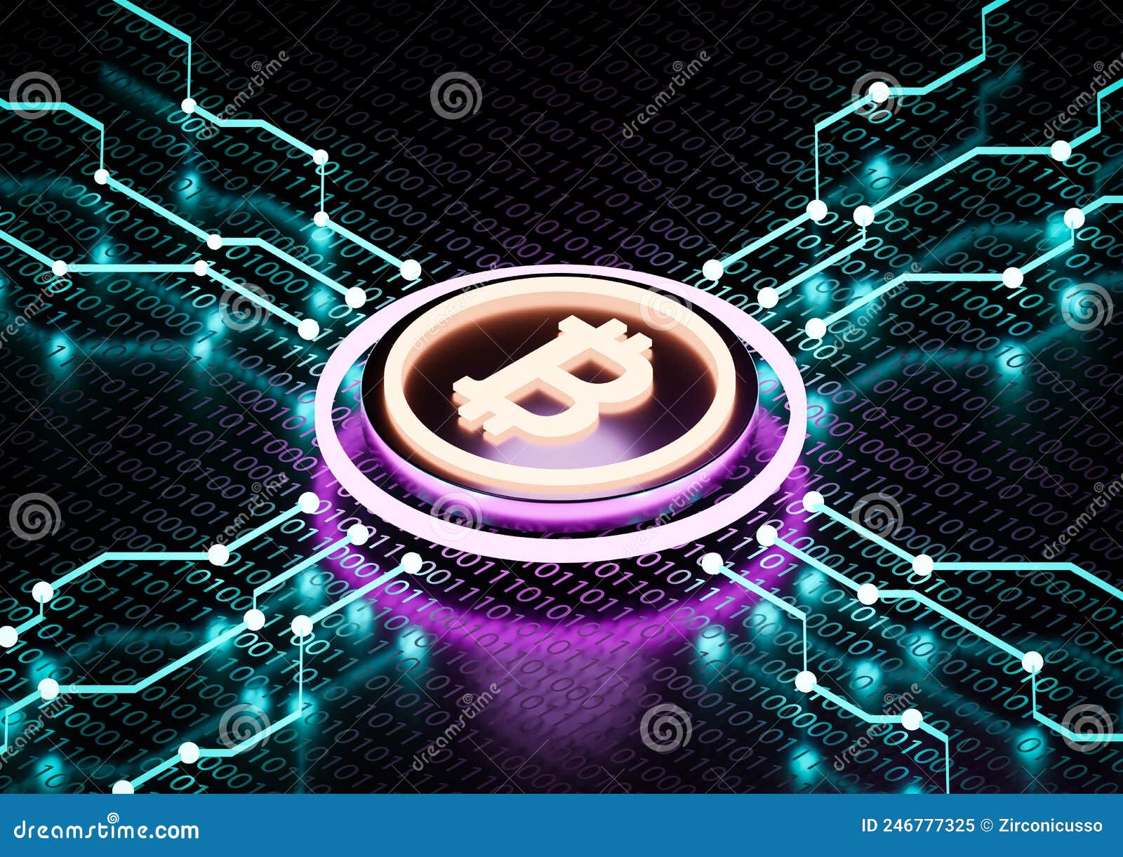 Bitcoin on circuit baord stock illustration. Illustration of business ...