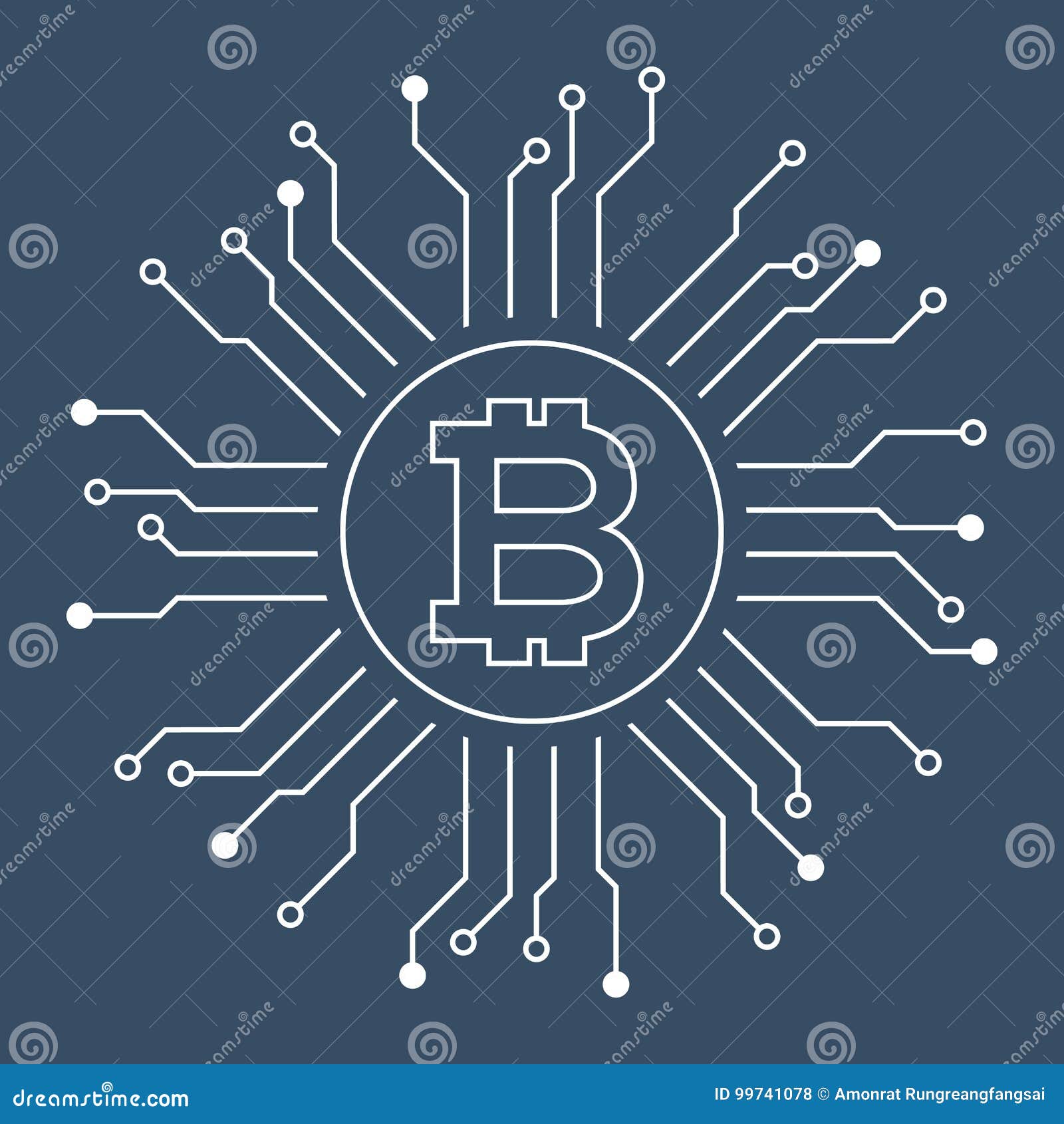 Bitcoin and circuit stock vector. Illustration of financial - 99741078