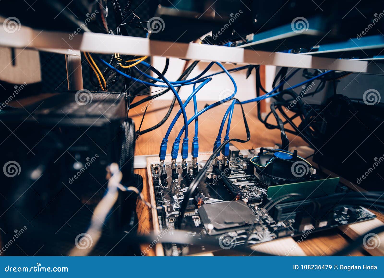 Bitcoin - Close Up Details of Graphics Cards Mining Rig Stock Image ...