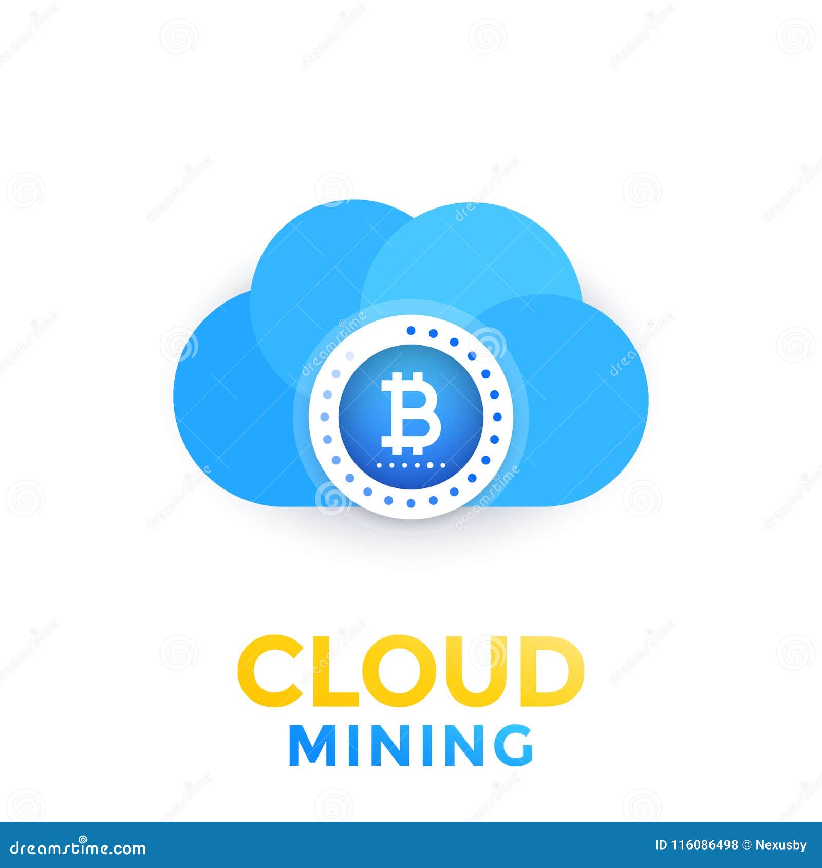 Bitcoin cloud mining stock vector. Illustration of digital - 116086498