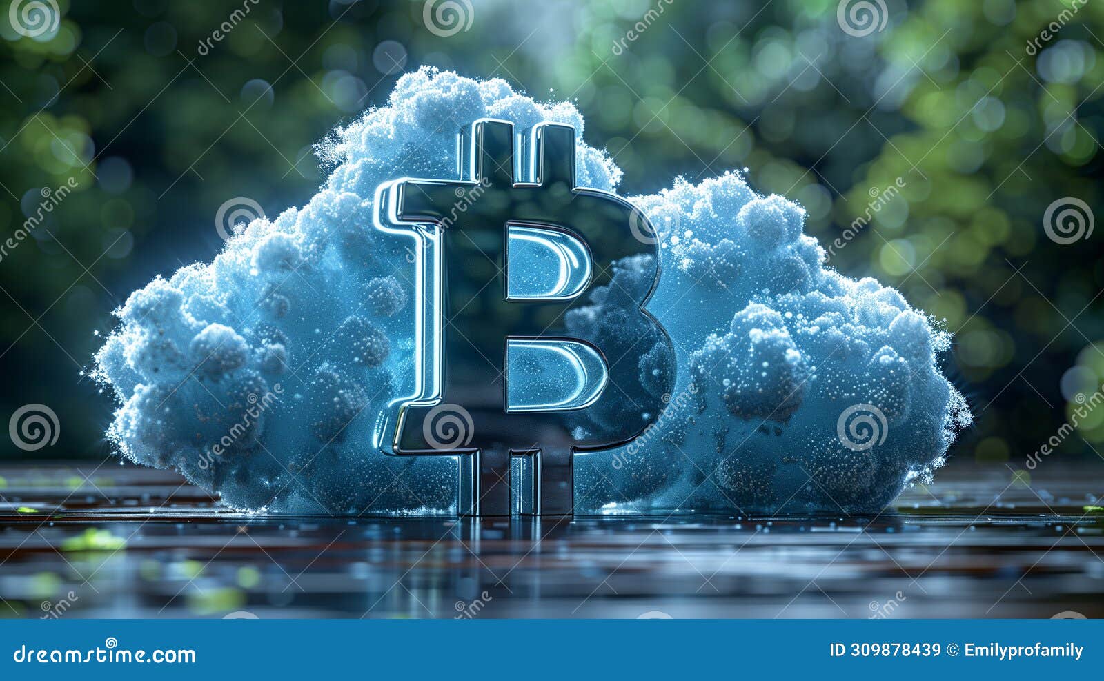 Bitcoin Cloud Mining Depicted with BTC Sign Hovering Over Clouds ...