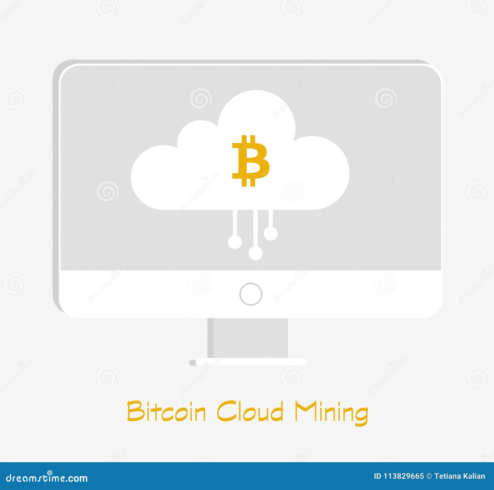 Bitcoin Cloud Mining or Hashing Symbol on Desktop Computer Screen or ...