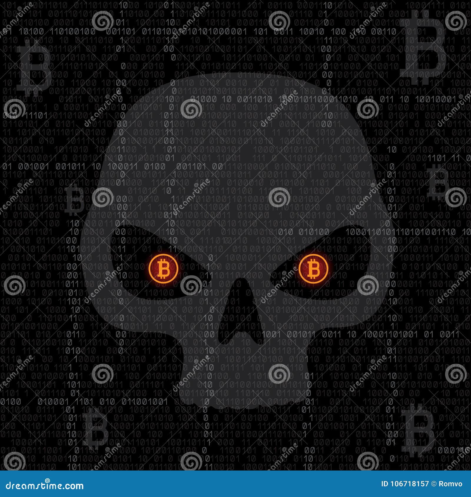 Bitcoin code hacked skull stock vector. Illustration of commerce - 106718157