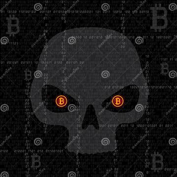 Bitcoin code hacked skull stock vector. Illustration of commerce ...