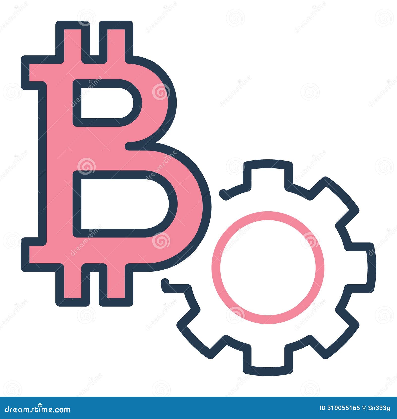 Bitcoin and Cog Wheel Vector Crypto Currency Settings Colored Icon or ...