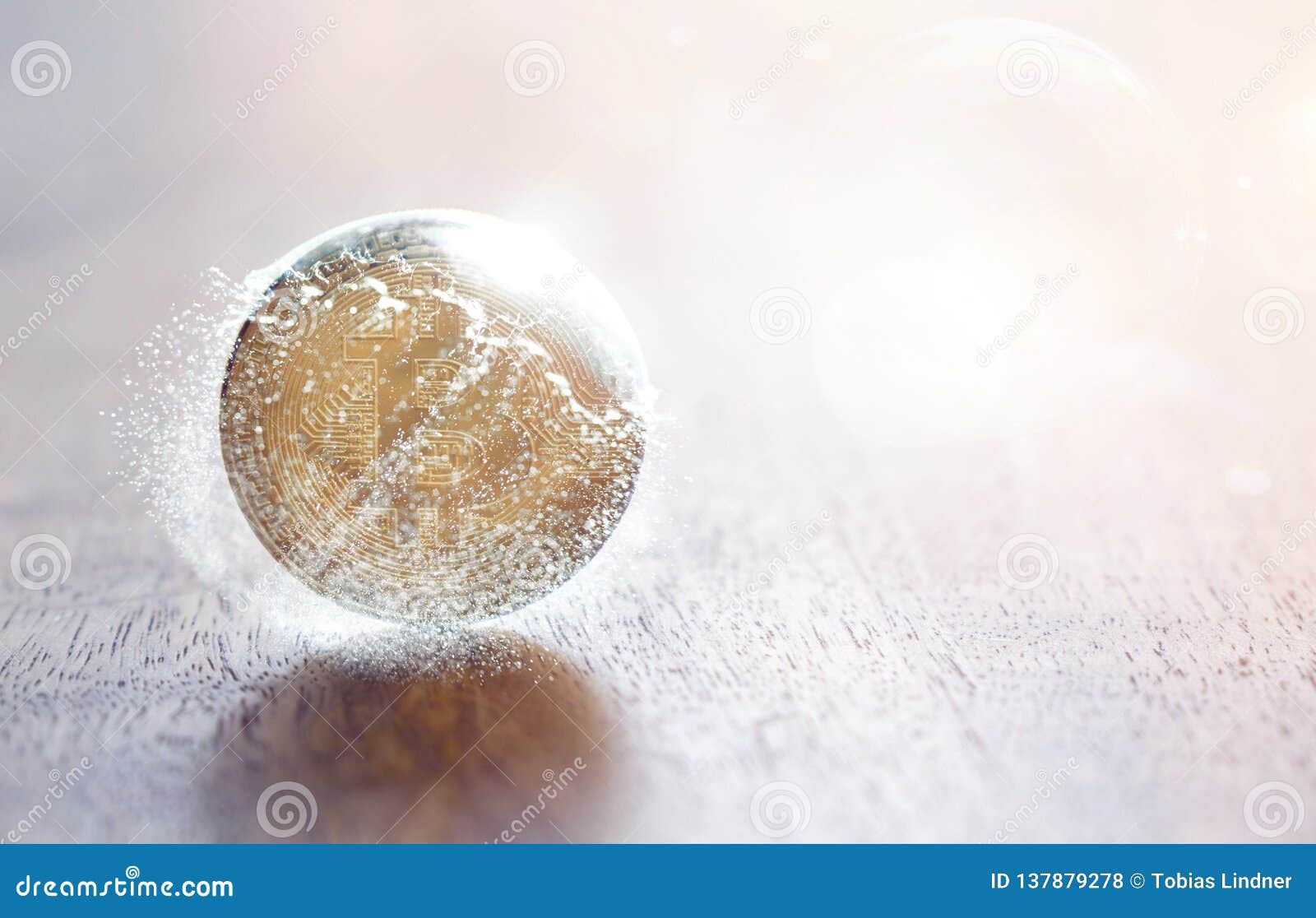 Bitcoin Coin and Bursting Soap Bubble Stock Photo - Image of bitcoin ...