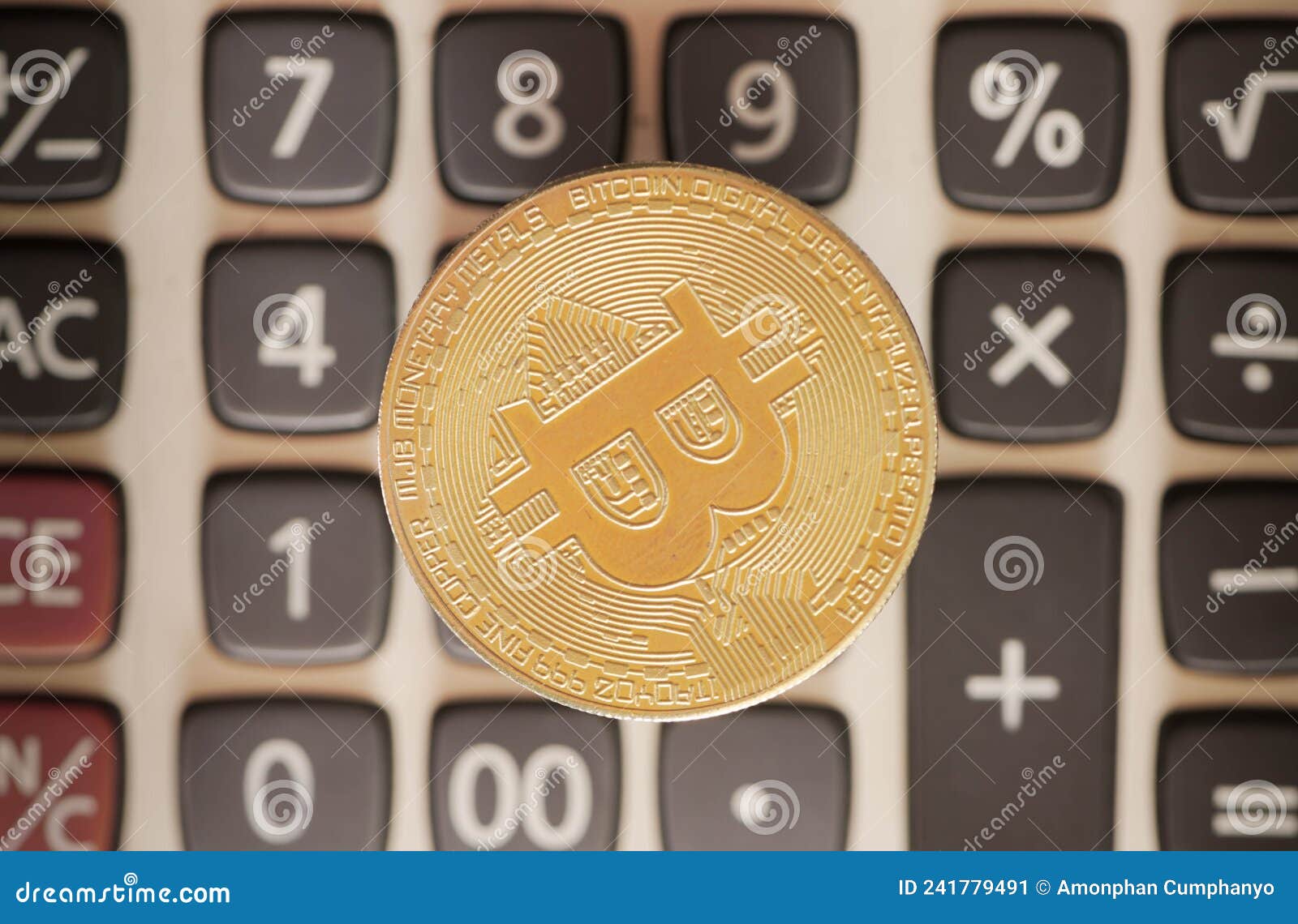 Bitcoin Coin on a Calculator Stock Image - Image of internet, exchange ...