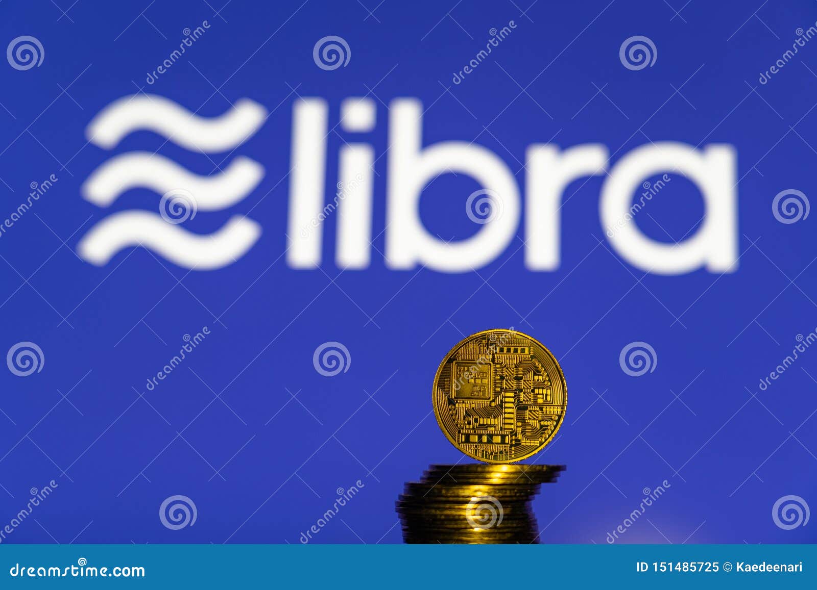 Bitcoin Coin with the Facebook`s Libra Crypto Coin Logo Editorial Image ...
