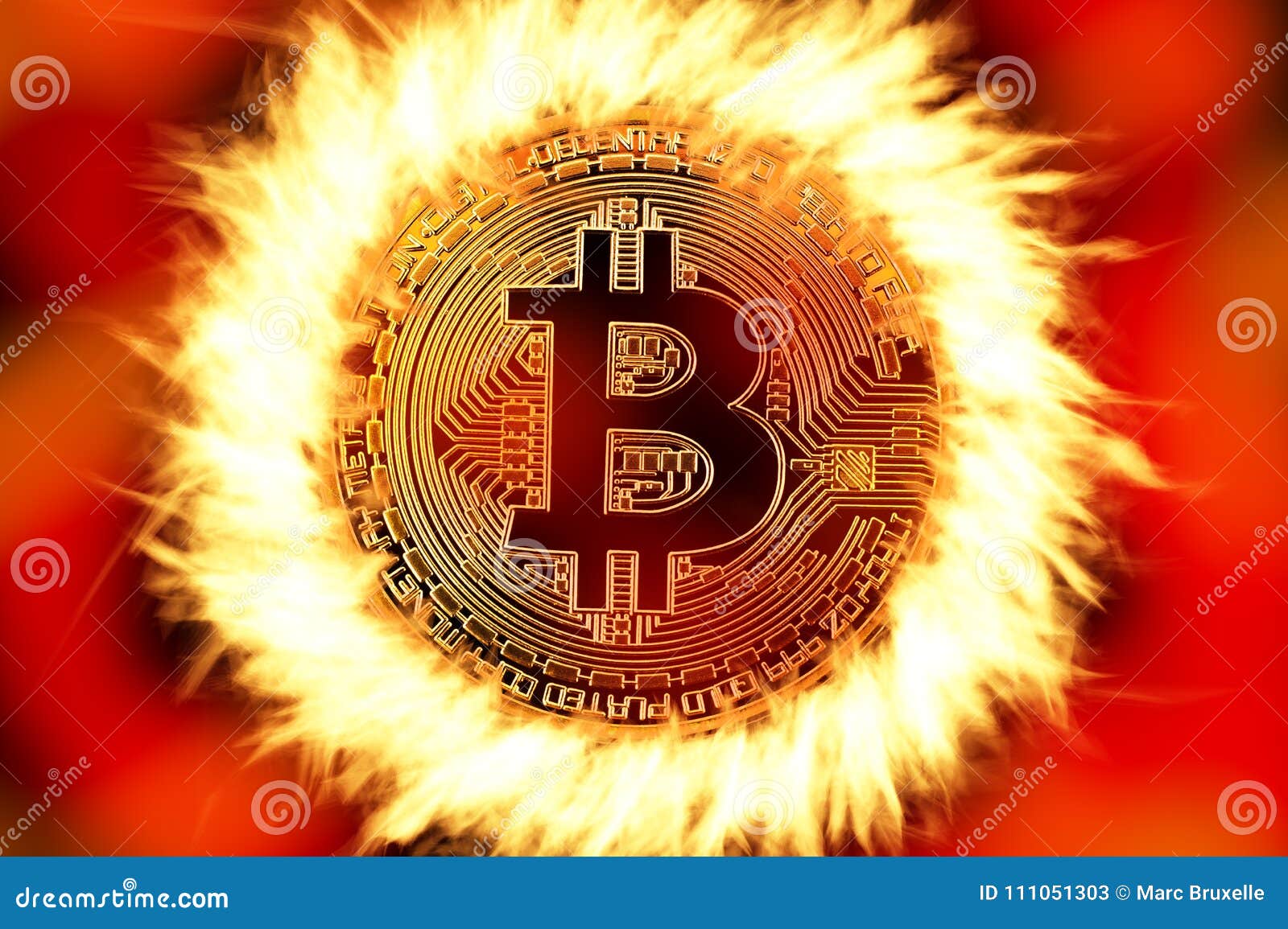Bitcoin coin on fire stock image. Image of digital, burning - 111051303