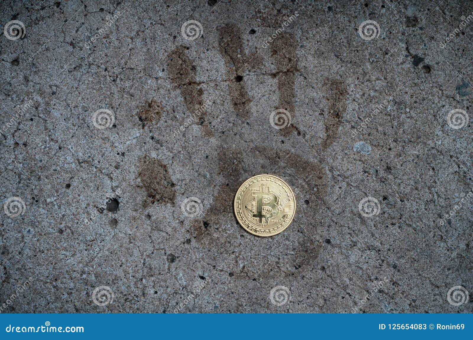 Bitcoin coin in handprint stock image. Image of pattern - 125654083