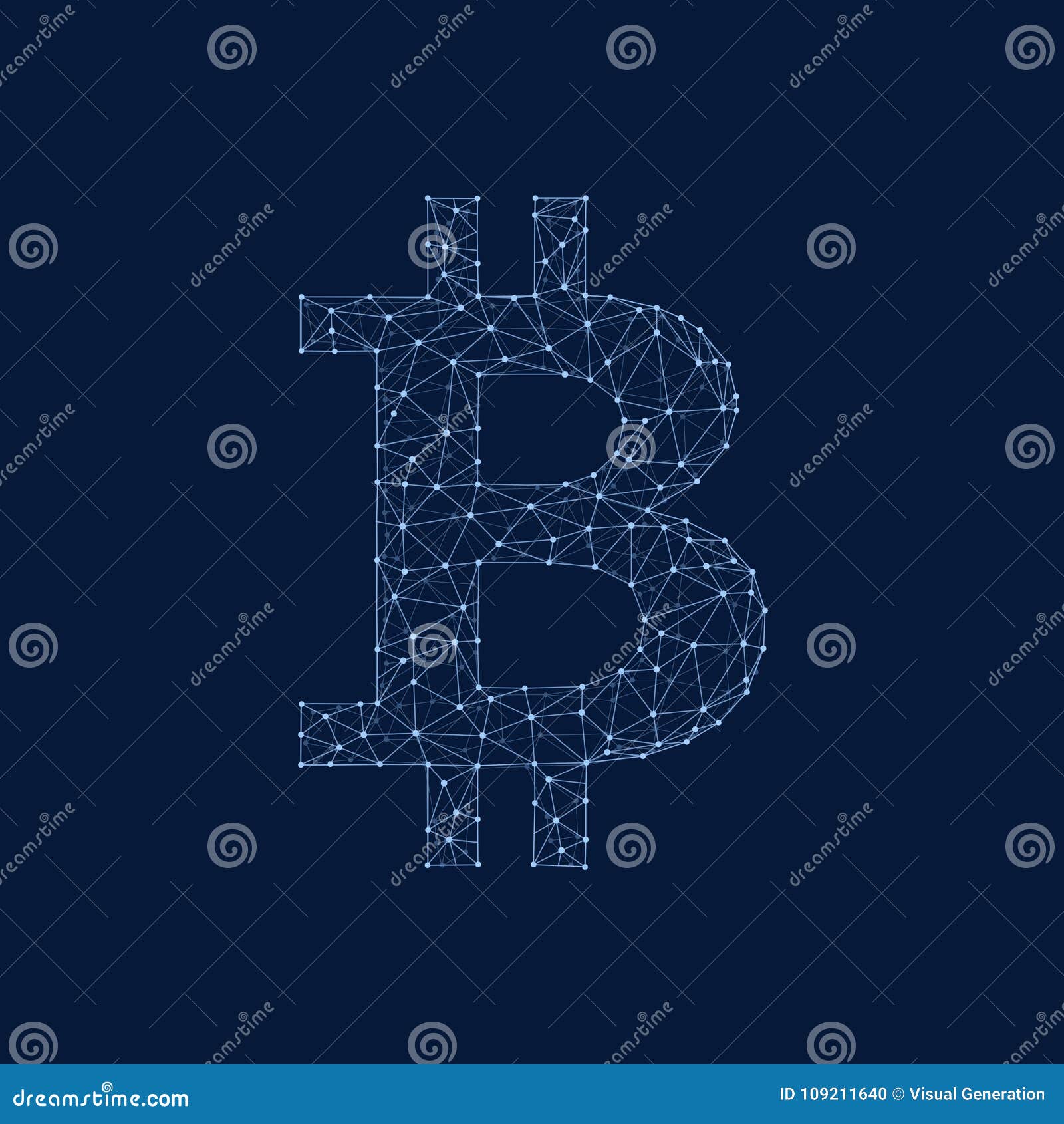Bitcoin Coin in Polygon Blockchain Technology Network Style. Stock ...
