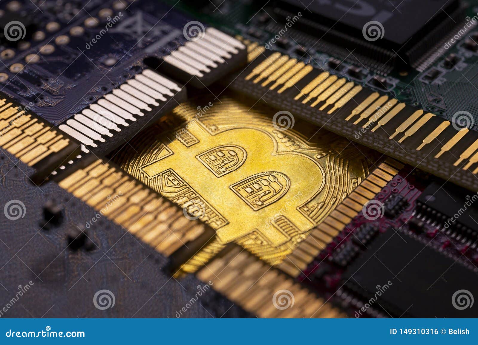 Bitcoin Coin and Printed Circuit Board PCB Stock Photo - Image of ...