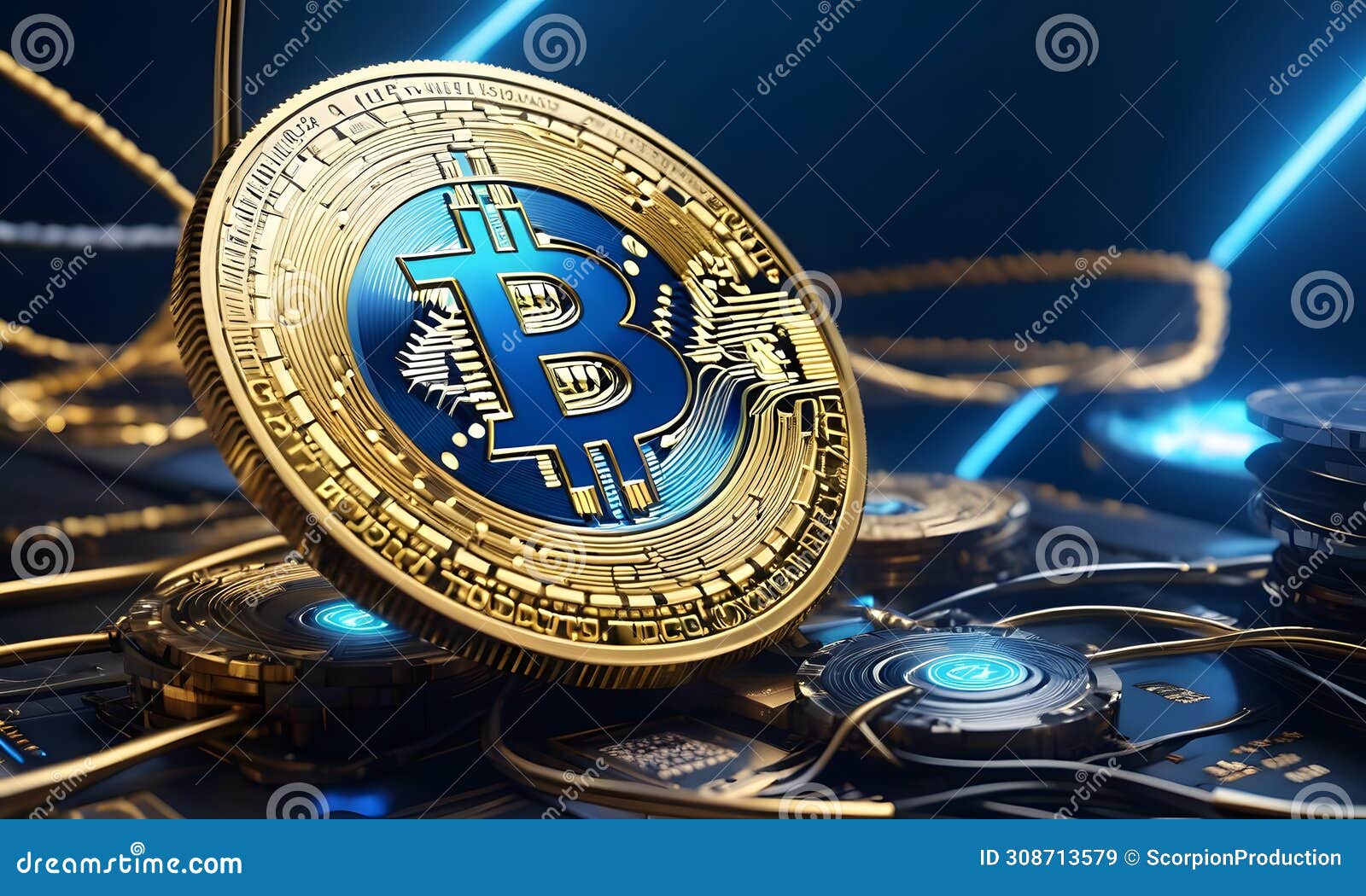 Bitcoin with Electric Currents Stock Image - Image of cyber, modern ...