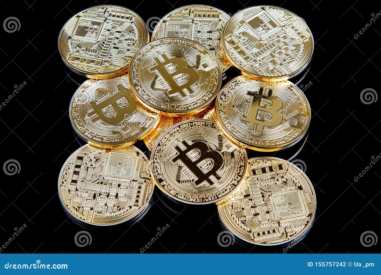 Bitcoin coins group stock photo. Image of bank, payment - 155757242