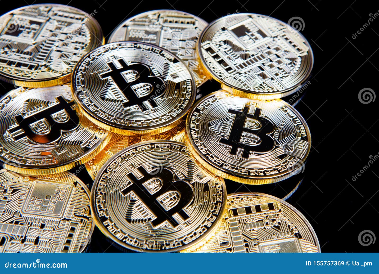 Bitcoin coins group stock image. Image of cryptocurrency - 155757369