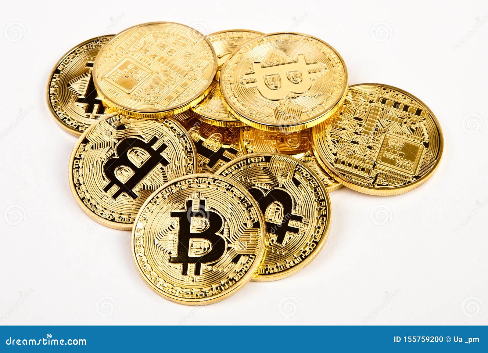 Bitcoin Coins Group Isolated Stock Photo - Image of internet, financial ...
