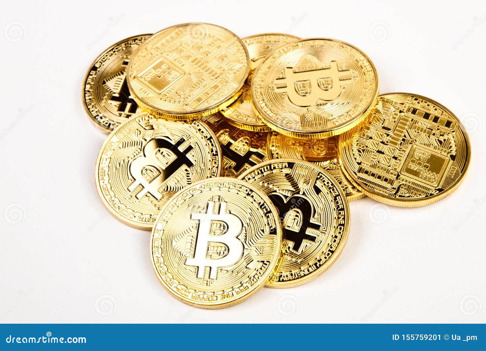 Bitcoin Coins Group Isolated Stock Image - Image of digital ...