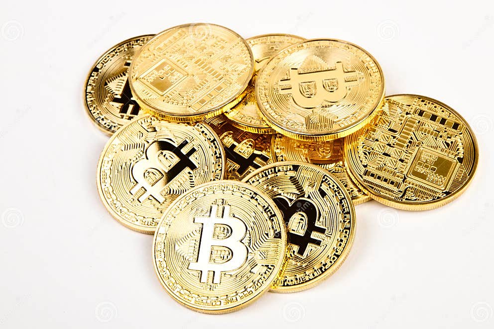 Bitcoin Coins Group Isolated Stock Image - Image of digital ...
