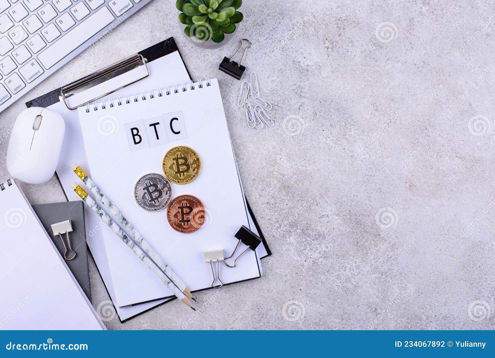 Bitcoin Coins on Office Desk. Cryptocurrency Concept Editorial ...