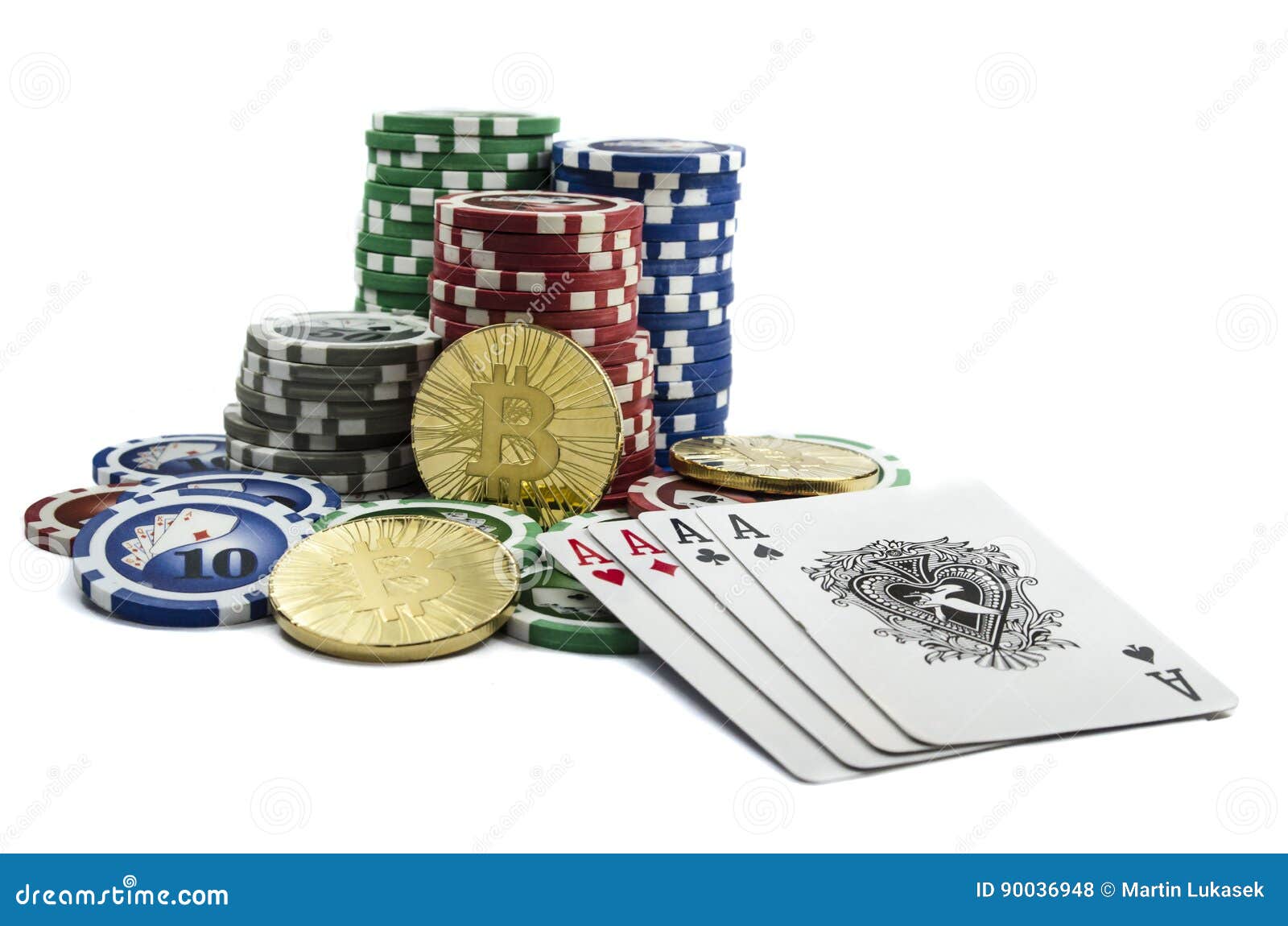 Bitcoin Coins with Poker Cards and Chips Stock Photo - Image of ...