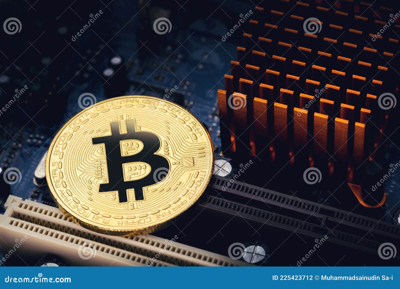 Bitcoin on Computer Circuit Board Stock Photo - Image of currency ...