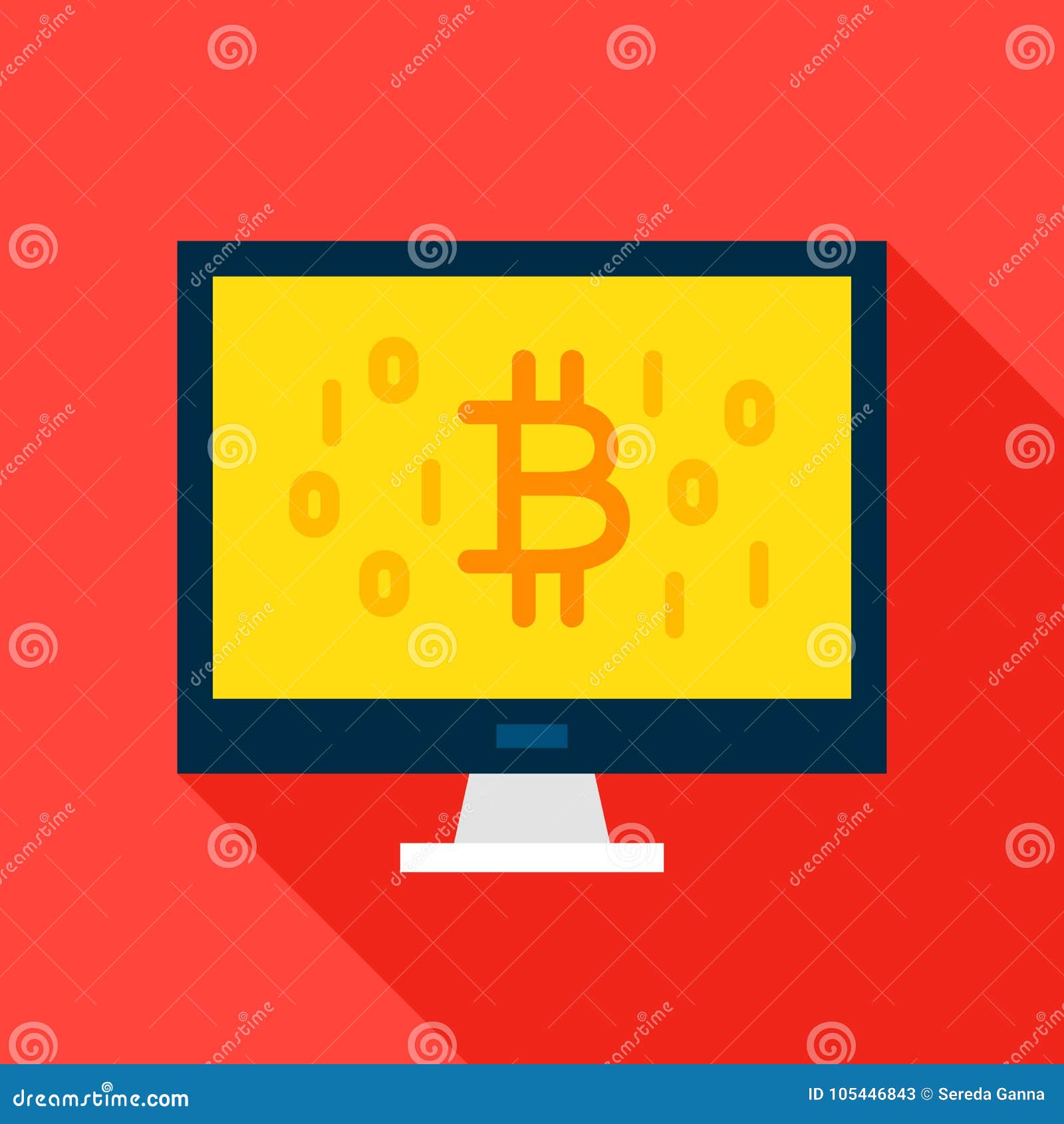 Bitcoin Computer Flat Icon stock vector. Illustration of electronic ...
