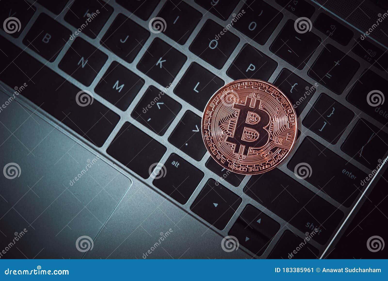 Bitcoin on Computer Laptop,money Saving Concept Stock Image - Image of ...
