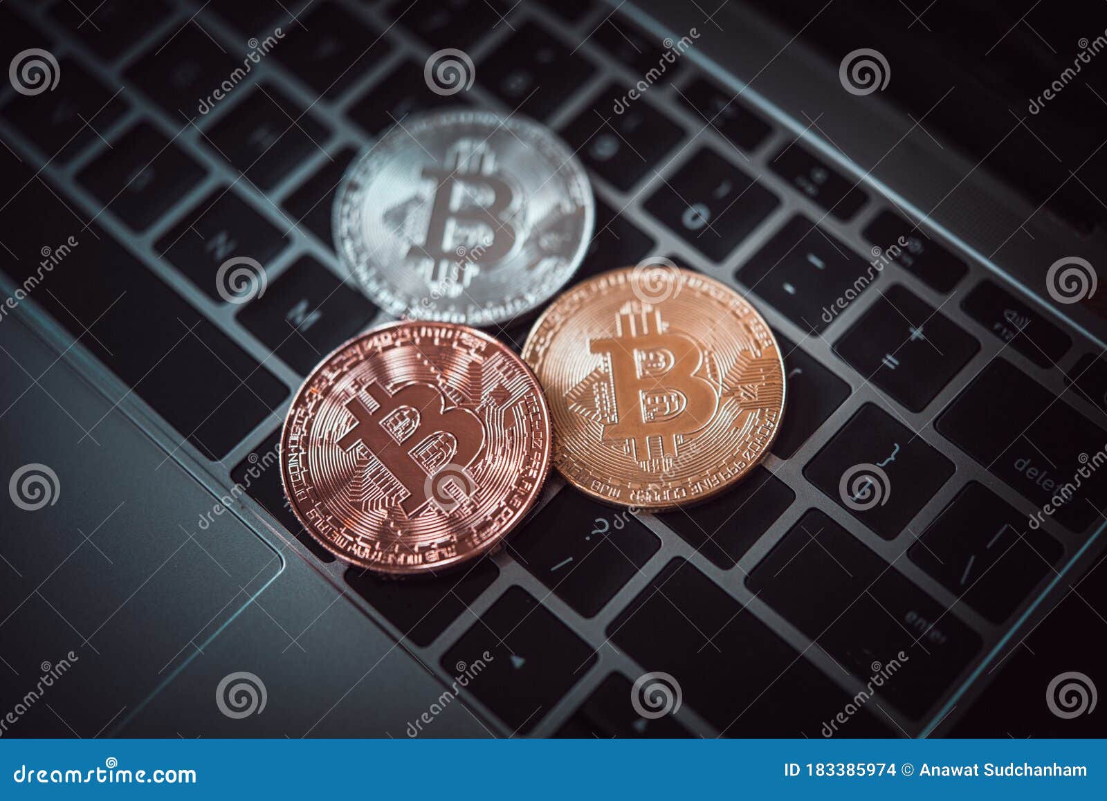 Bitcoin on Computer Laptop,money Saving Concept Stock Photo - Image of ...