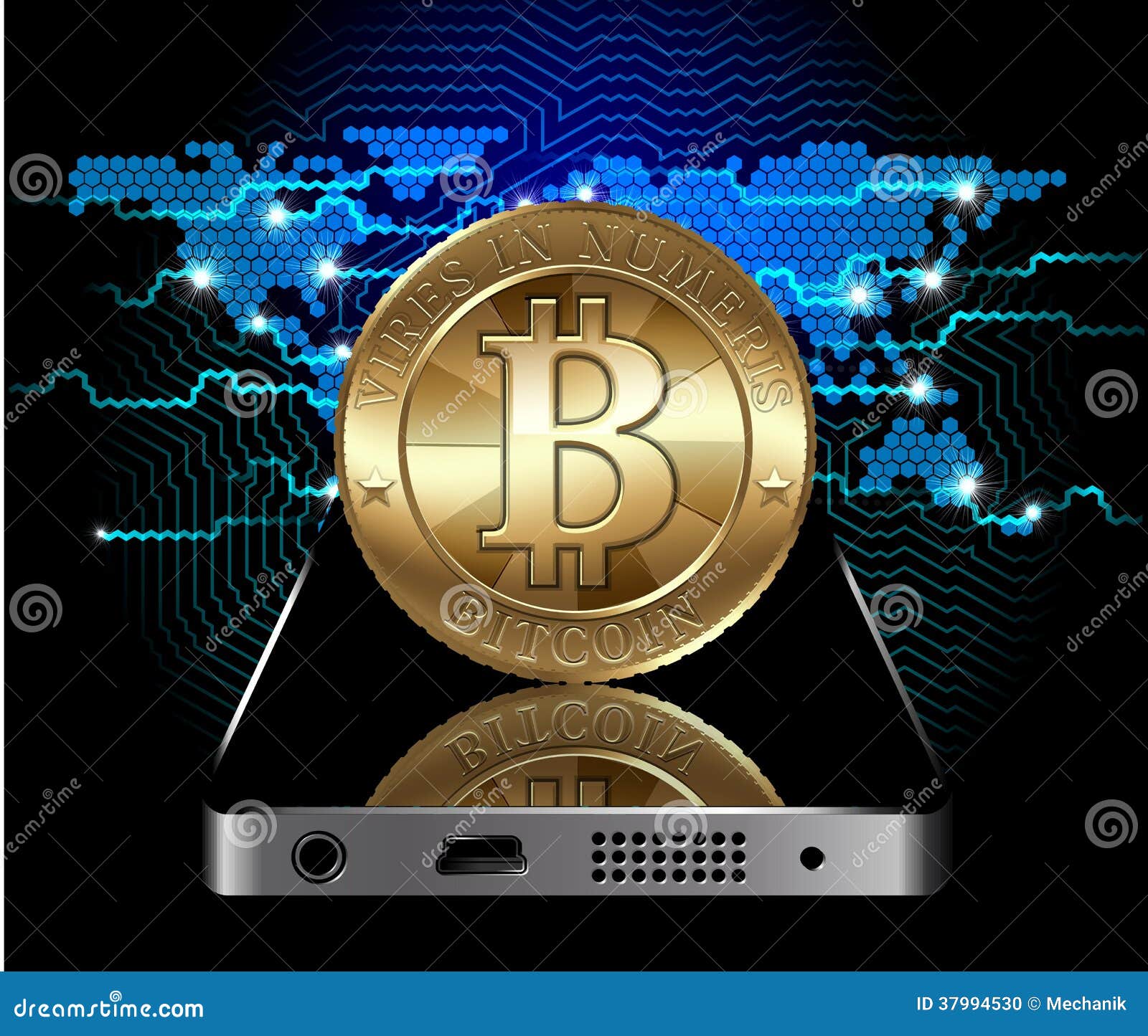 Bitcoin Concept stock illustration. Illustration of gold - 37994530