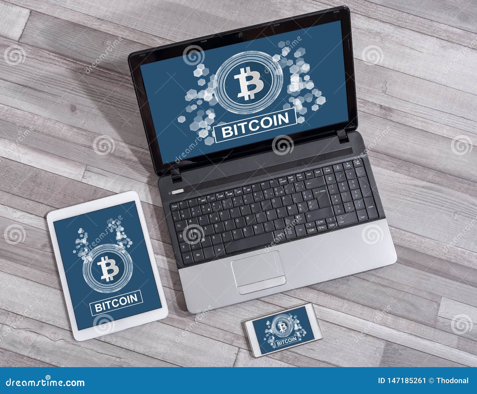 Bitcoin Concept on Different Devices Stock Image - Image of computer ...