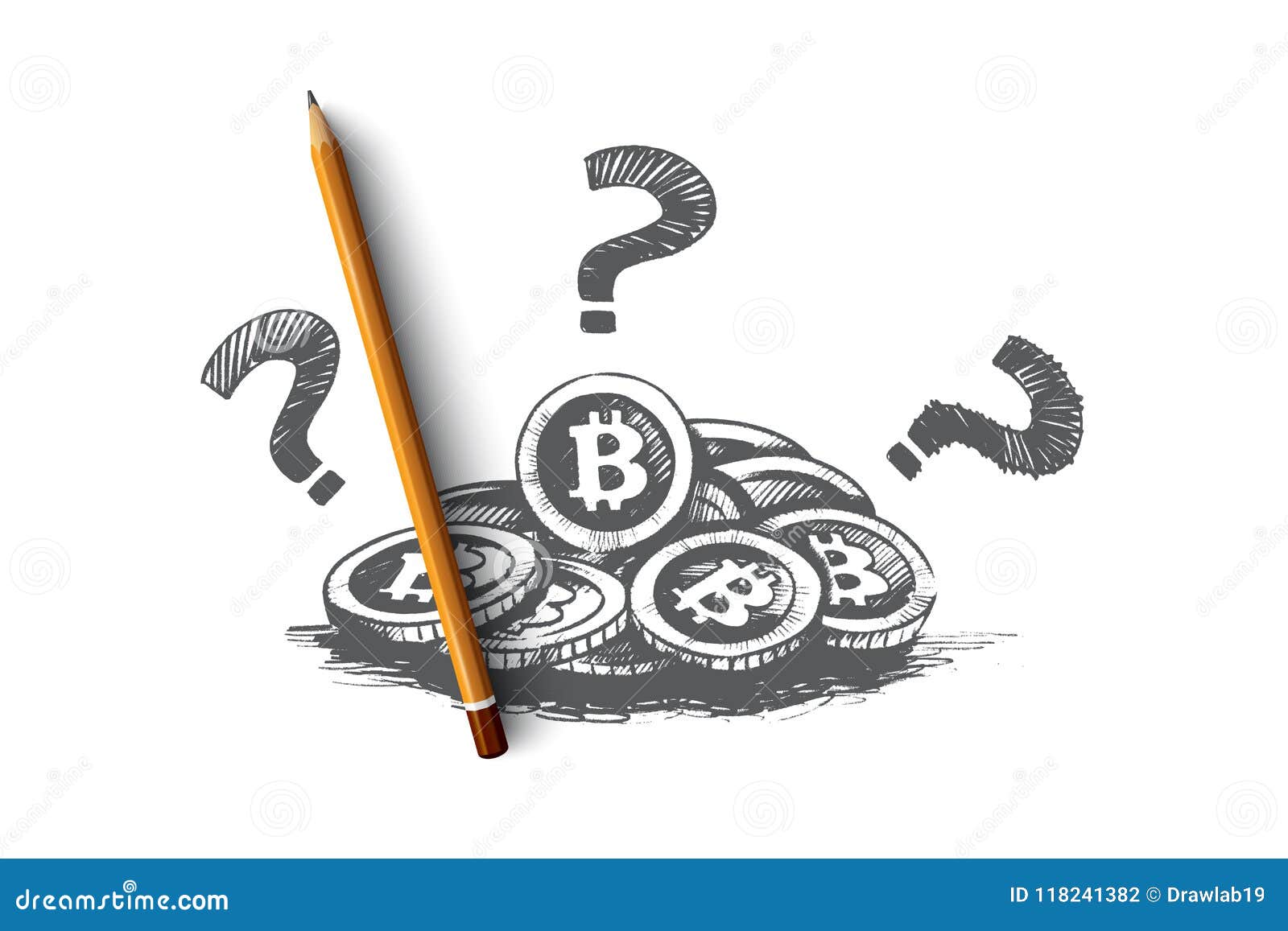 Bitcoin Concept. Hand Drawn Isolated Vector. Stock Vector ...
