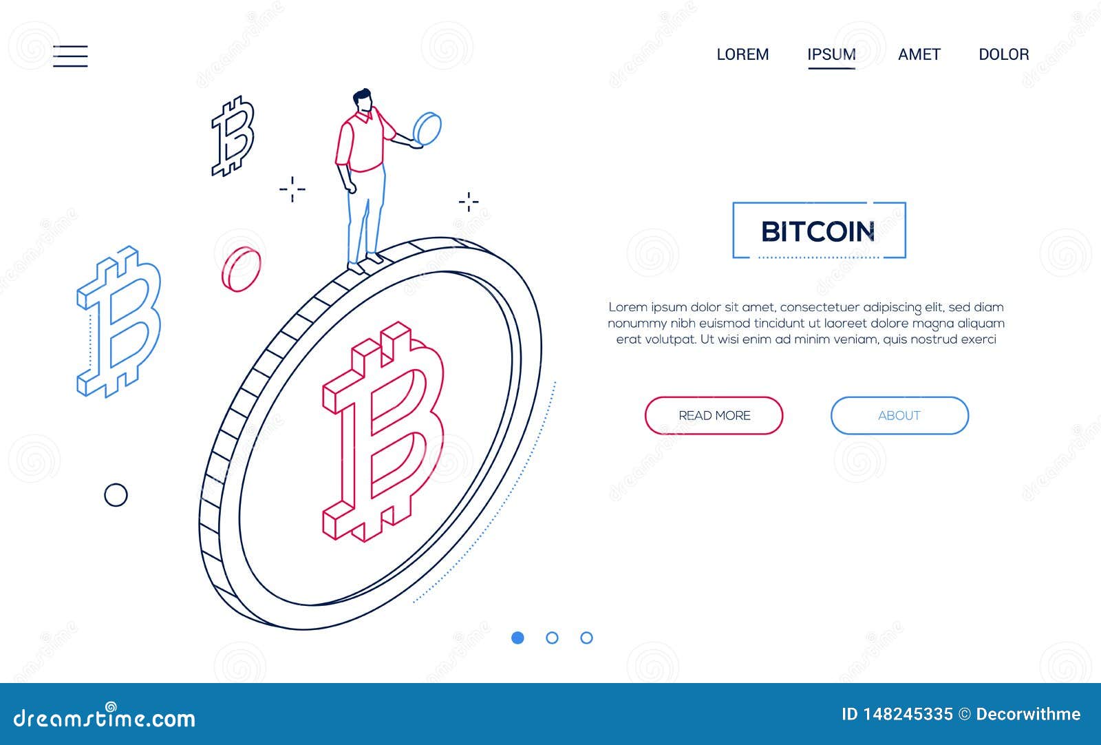 Bitcoin Concept - Line Design Style Isometric Web Banner Stock Vector ...