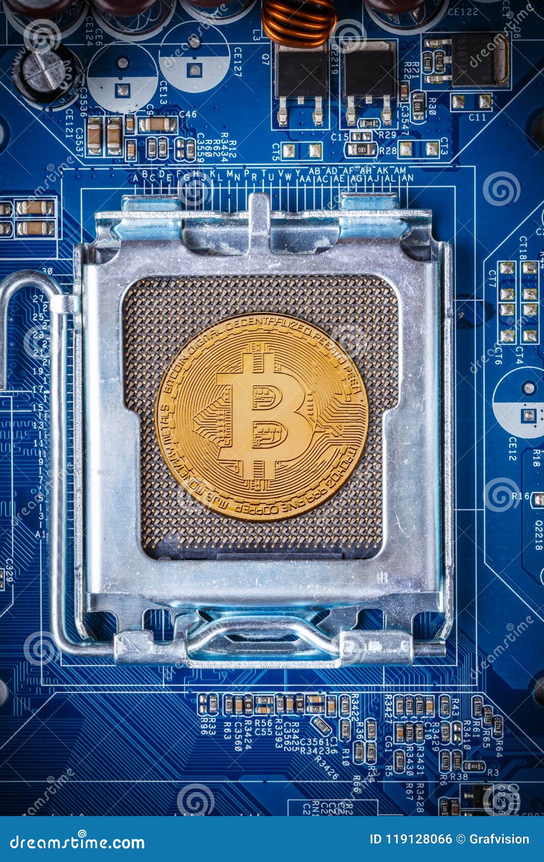 Bitcoin concept stock photo. Image of trade, microchip - 119128066
