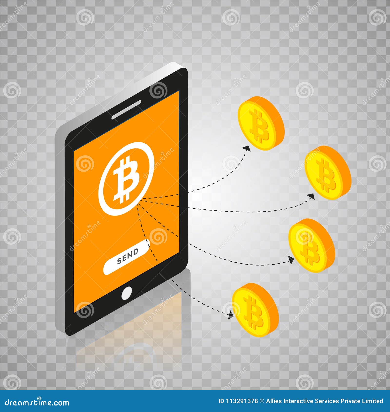 Bitcoin Concept with Smart Device and Bitcoins. Stock Illustration ...