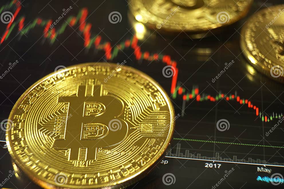 Bitcoin Concept, Bitcoin with Up and Down Trend Chart Background Stock ...