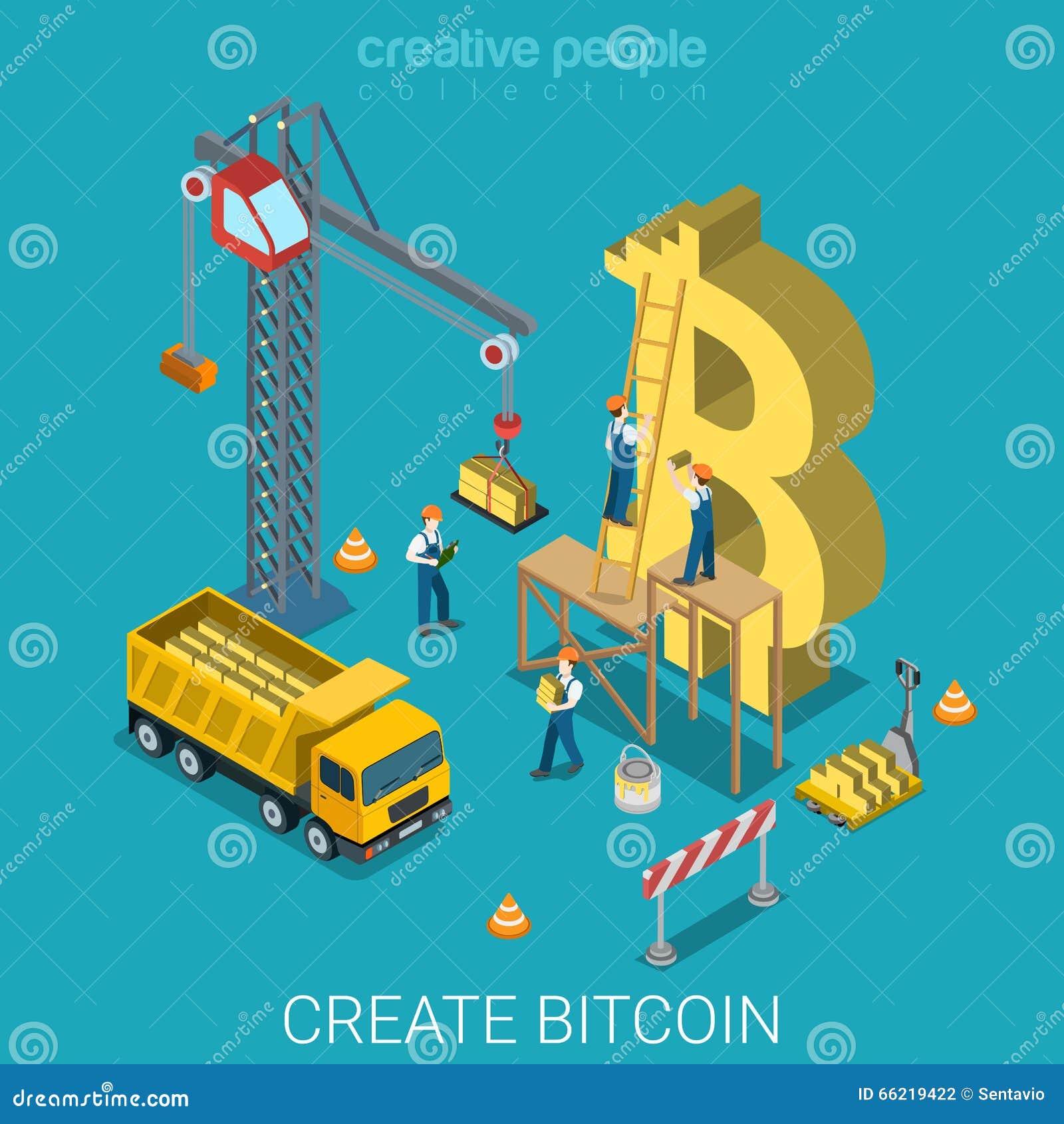 Bitcoin Creation Process Currency Coin Flat Isometric Vector 3d Stock ...