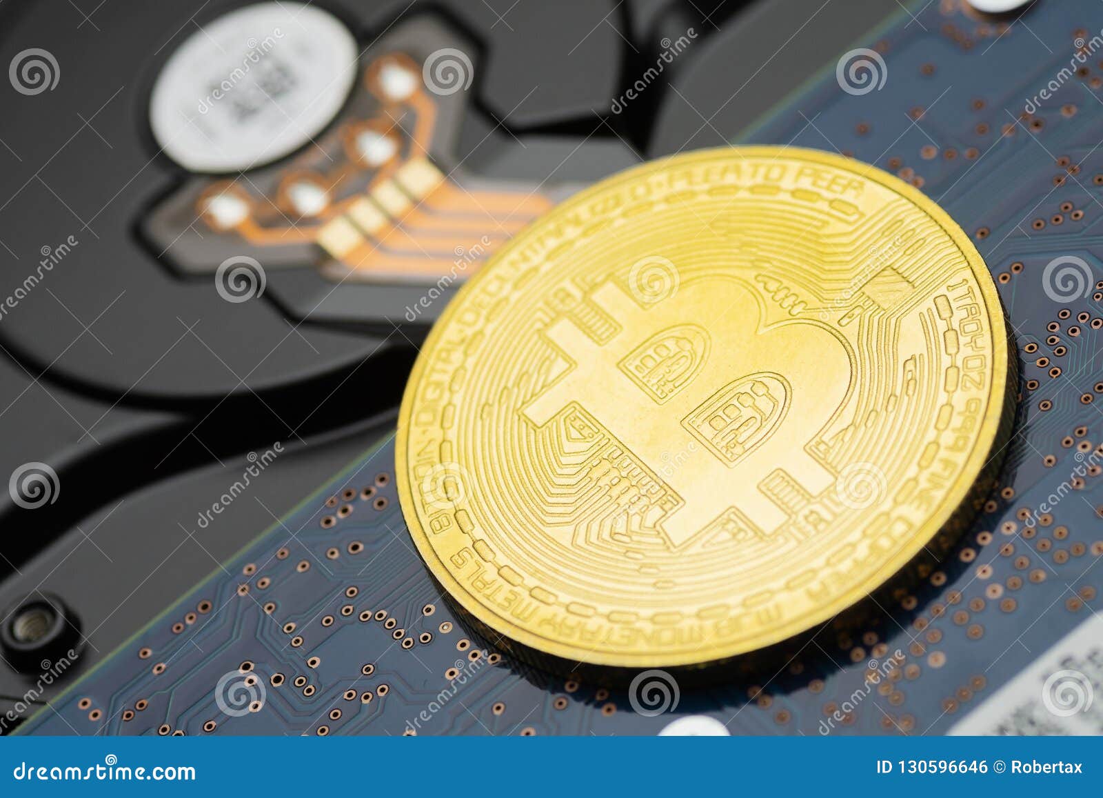 Bitcoin Criptocurrency Coin on Hard Disk Drive Stock Photo - Image of ...