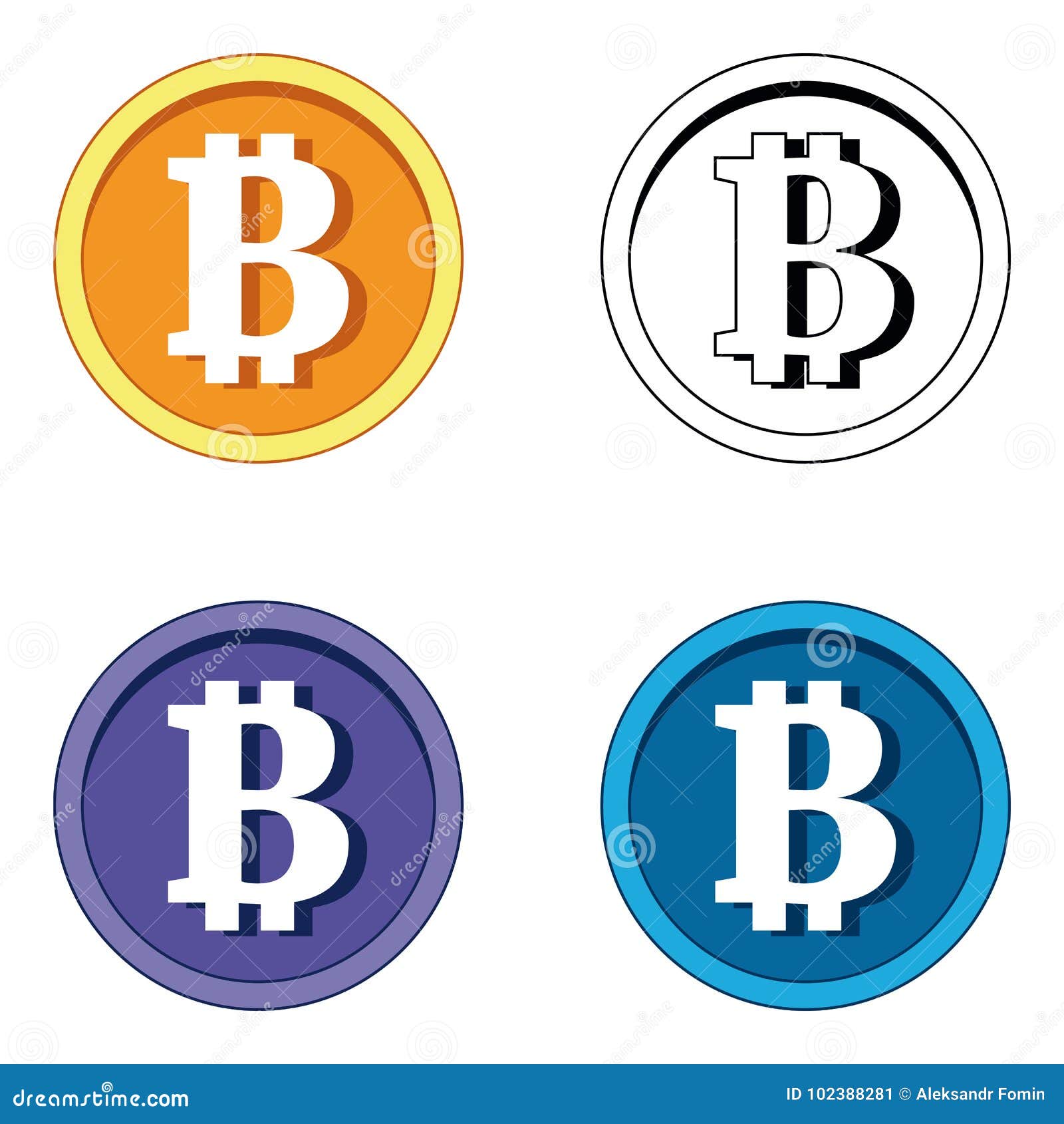 Bitcoin Crypto Currency Blockchain Flat Logo a Colored Triangular ...