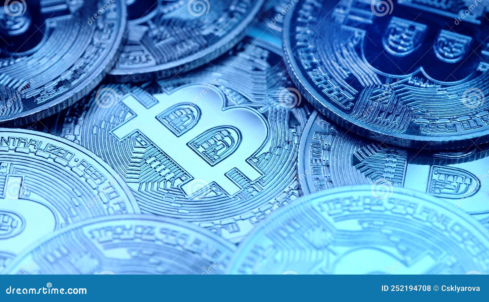 Bitcoin, Crypto Currency. Blue Coins Rotating Clockwise. Digital ...