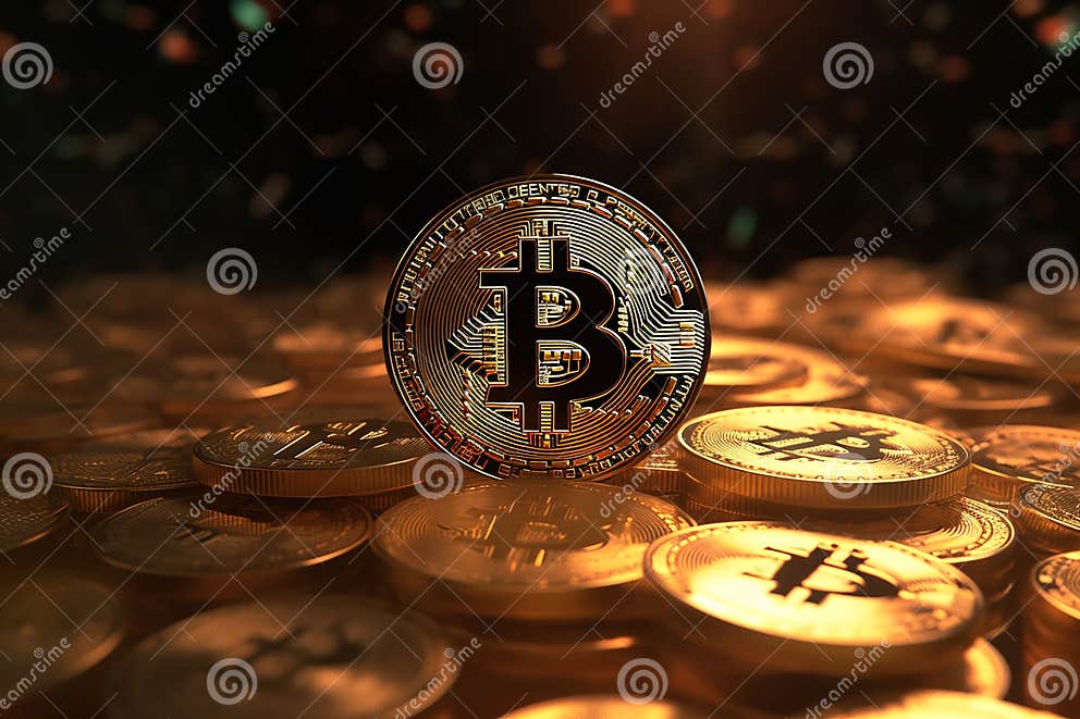 Bitcoin Crypto Currency with Blurred Glow. Ai Generative Stock ...