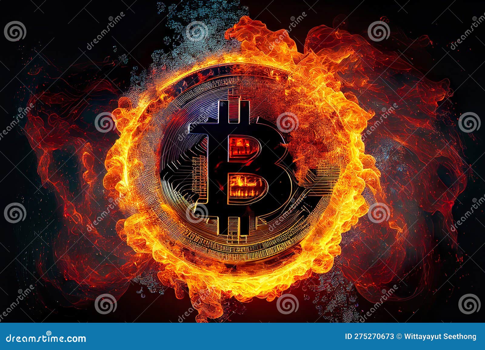 Bitcoin To the Moon or Halving Concept. Generative AI Stock ...