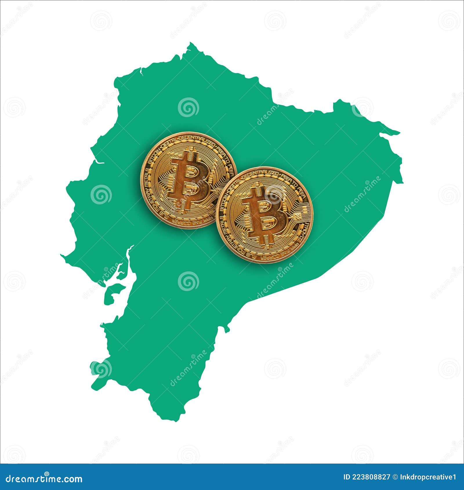 Bitcoin Cryptocurrency Coin on a Map of Ecuador Stock Image - Image of ...