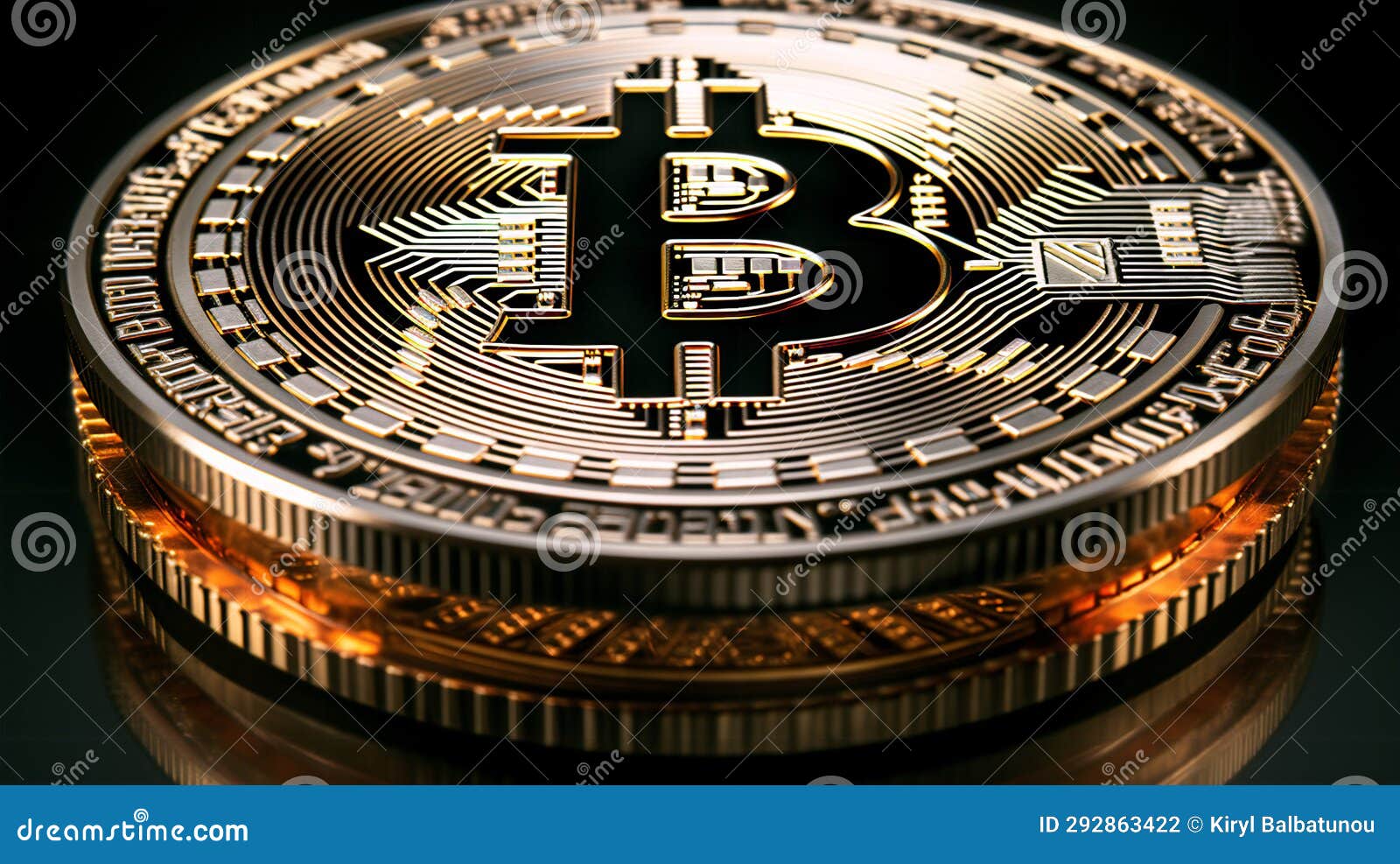 Bitcoin Cryptocurrency Gold Coin on a Computer Chip Stock Photo - Image ...