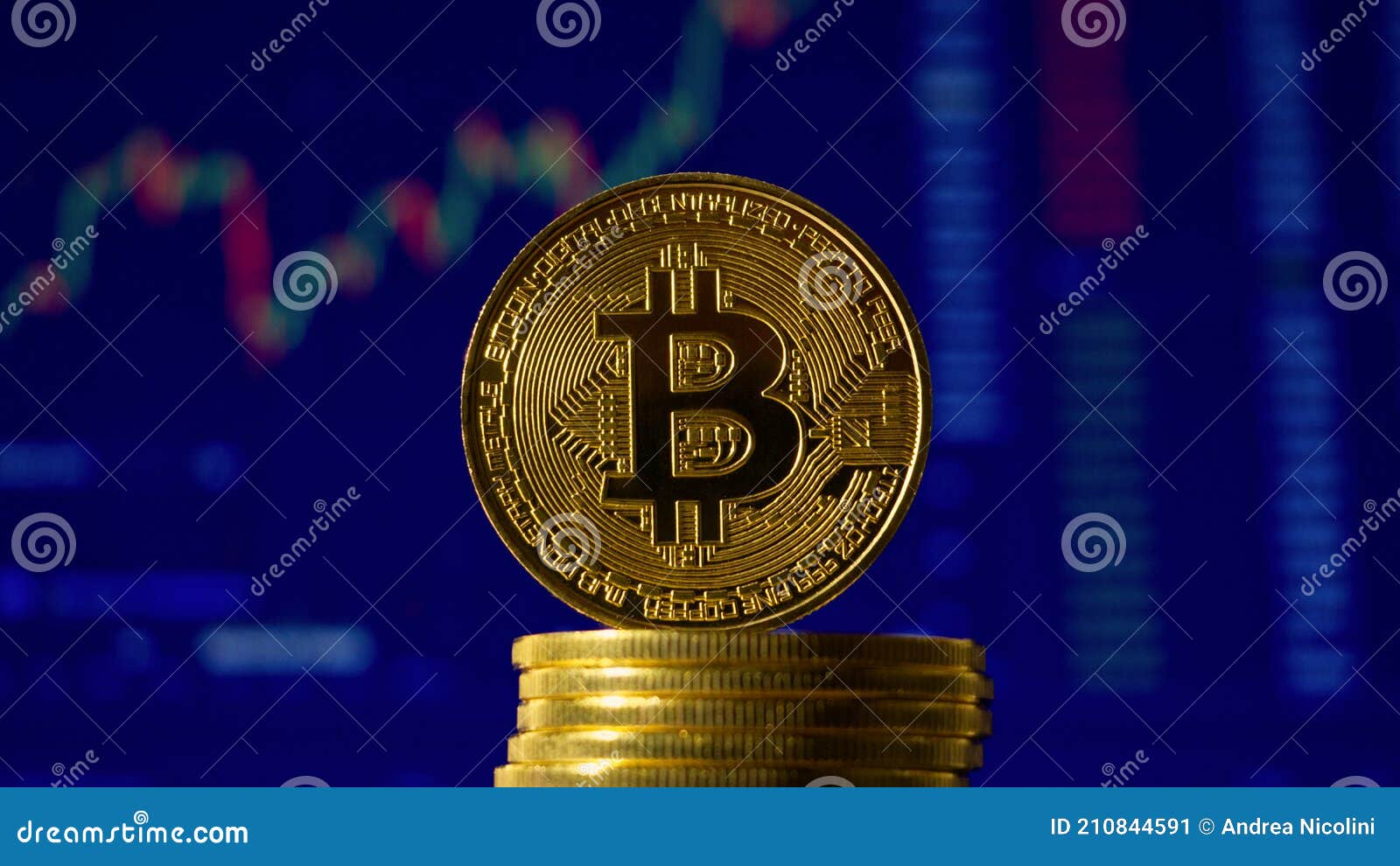 Bitcoin Cryptocurrency, Graphic Treding on Background Stock Image ...