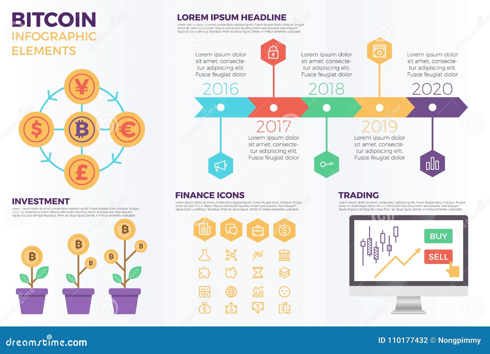 Bitcoin Cryptocurrency Infographic Elements Stock Vector - Illustration ...