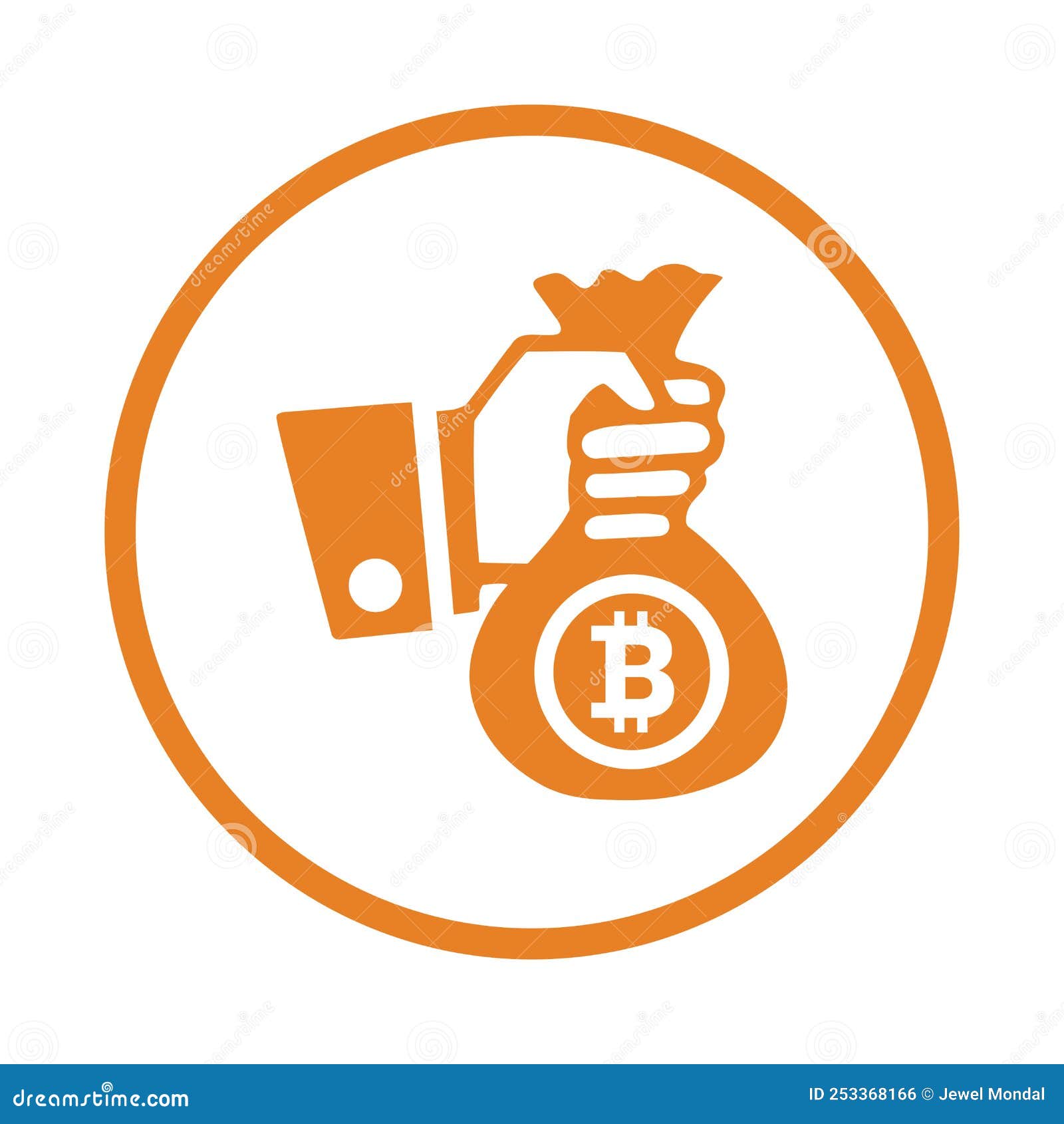 Bitcoin, Cryptocurrency, Invest Icon. Orange Vector Sketch Stock ...