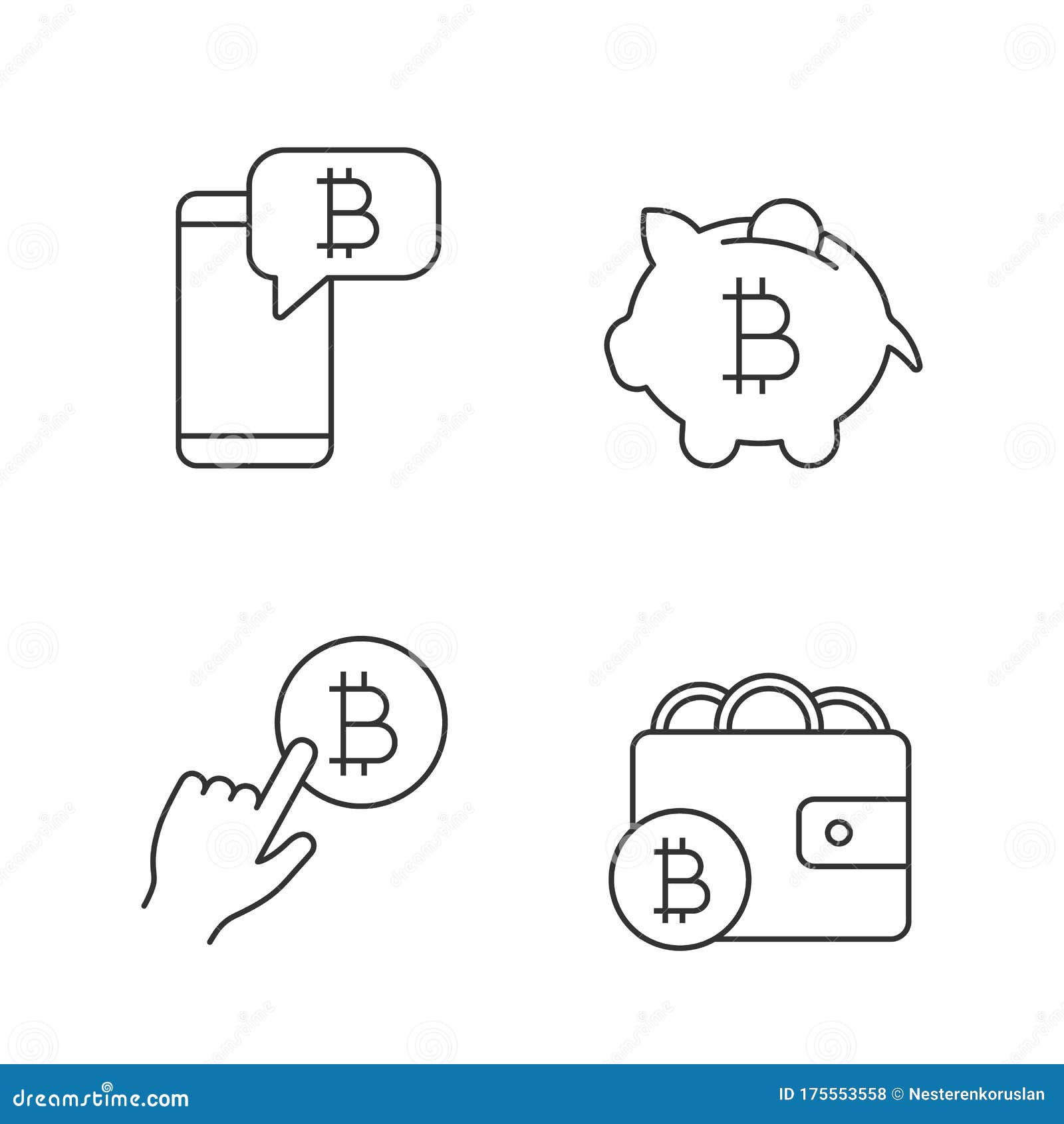 Bitcoin Cryptocurrency Linear Icons Set Stock Vector - Illustration of ... Bitcoin Cryptocurrency Linear Icons Set Stock Vector - Illustration of ...