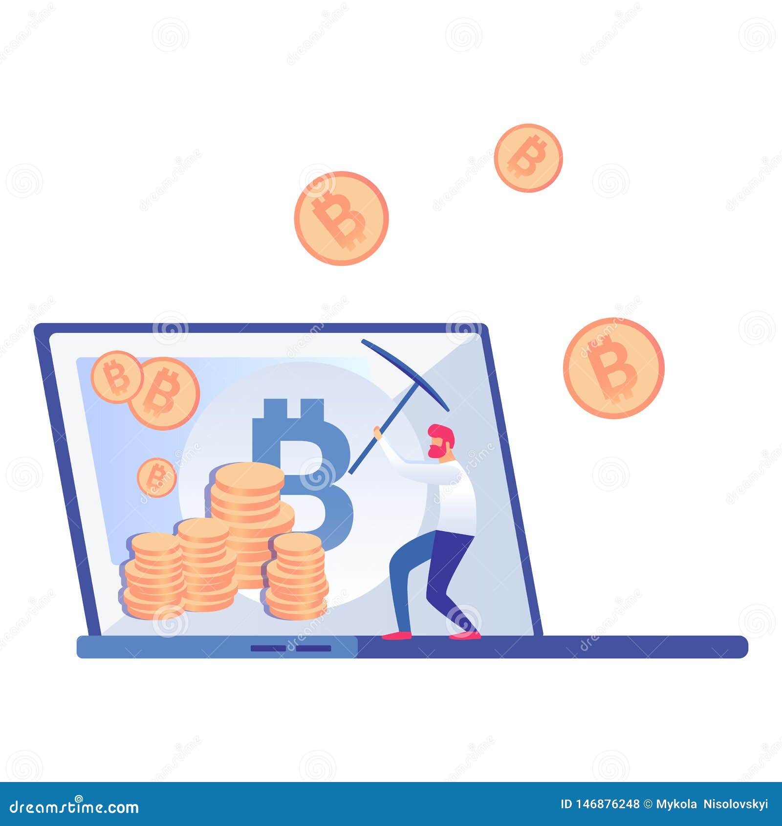 Bitcoin, Cryptocurrency Miner Vector Illustration Stock Vector ...