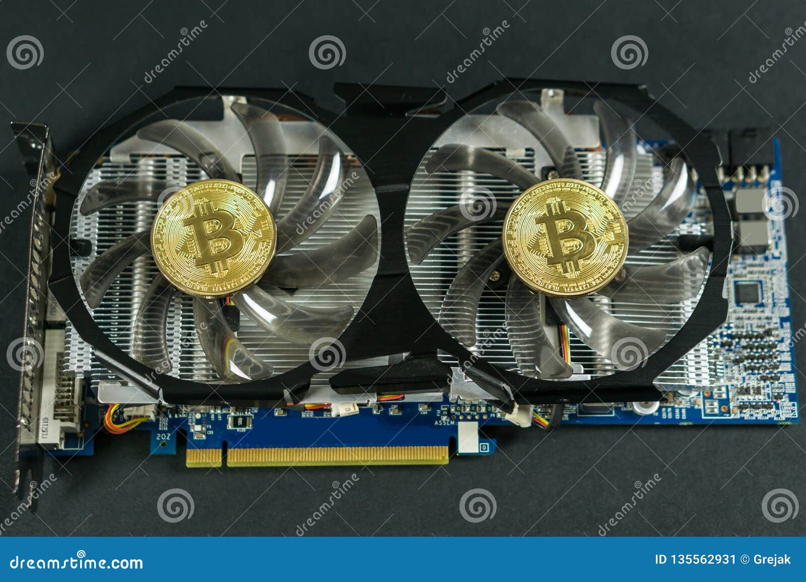 Bitcoin Coin on GPU, Cryptocurrency Mining Using Graphic Cards Stock ...